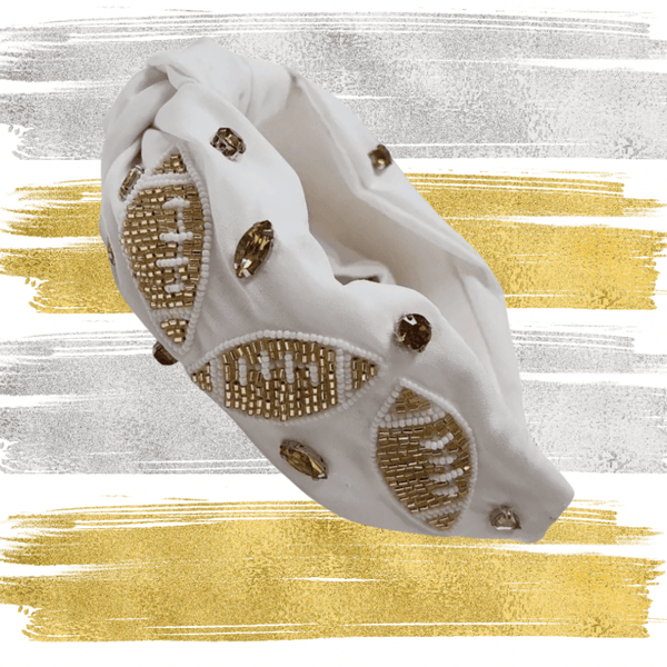 White and Gold Football Headband – SASH Clothing Bar