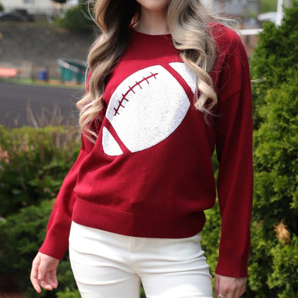Crimson Sequin Football Pullover – SASH Clothing Bar